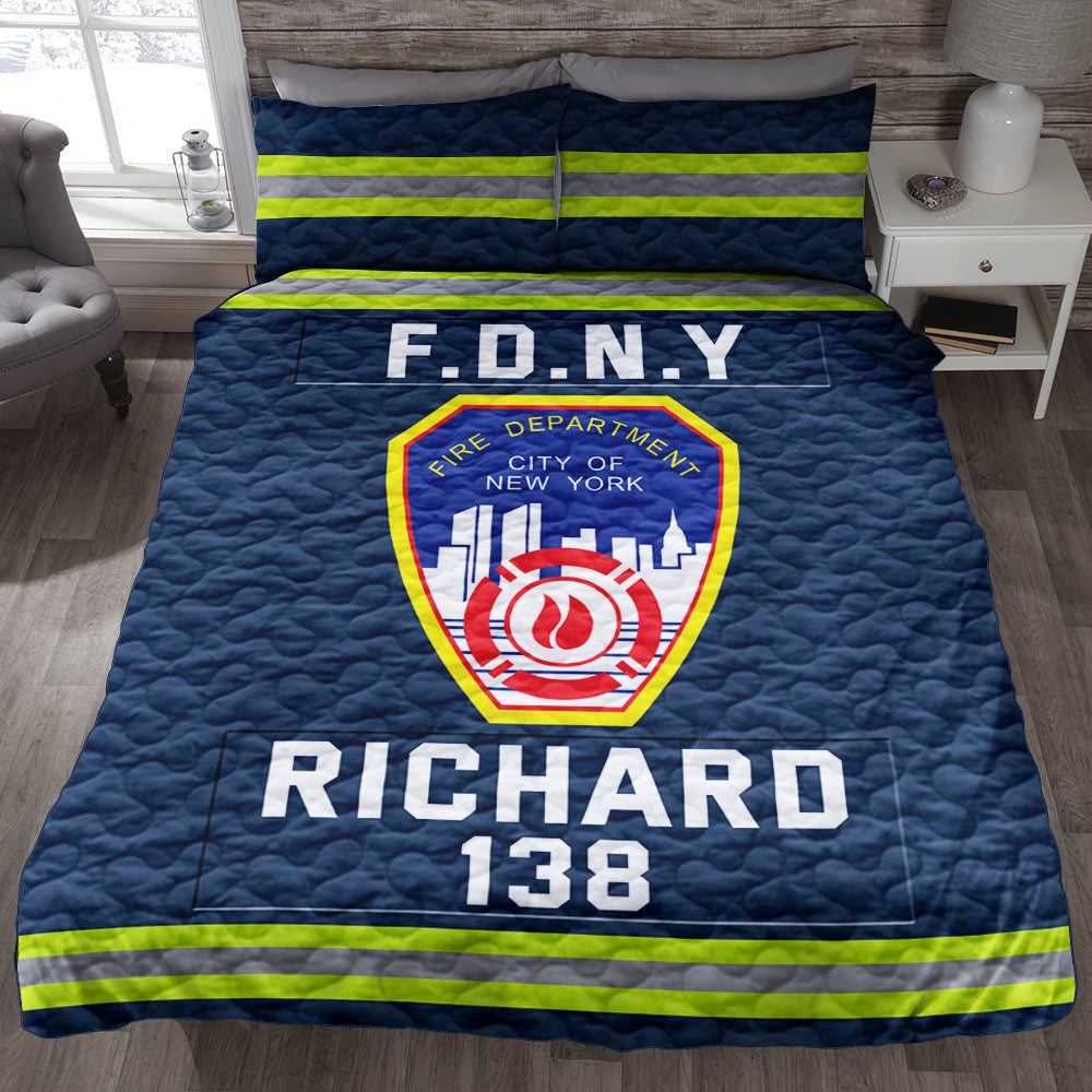 Fire Department Quilt Bedding Set- Custom Fire Station Logo Gifts For ...