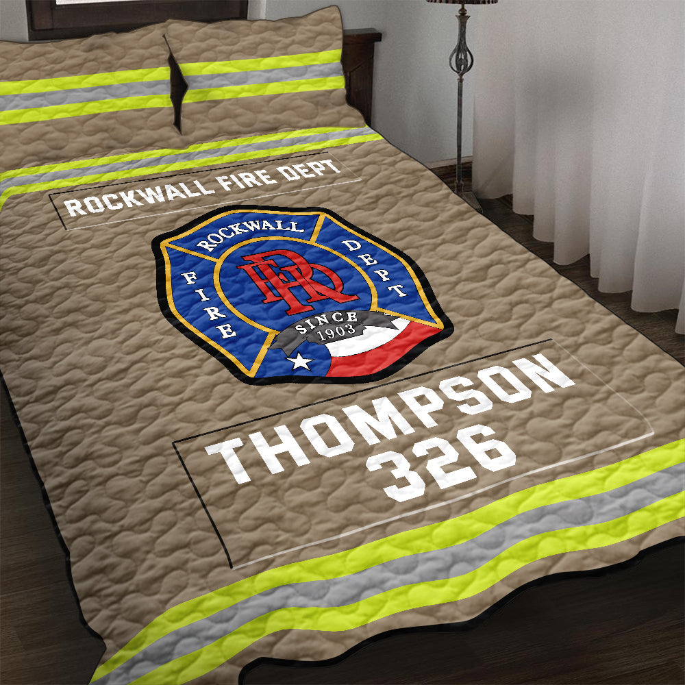 Fire Department Quilt Bedding Set- Custom Fire Station Logo Gifts For ...