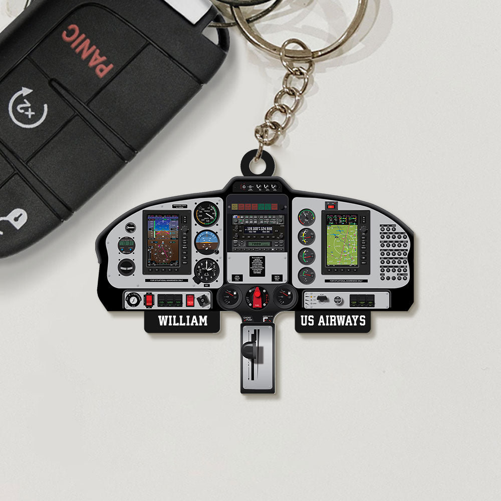 Personalized Aircraft Cockpit Keychain, Gift For Aircraft Lovers - GoDuckee