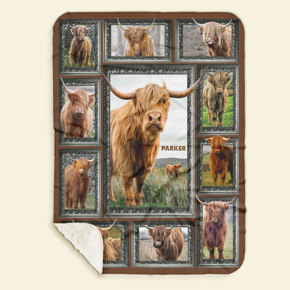 Highland Cow - Personalized Photos Collage Blanket designed by Loon ...