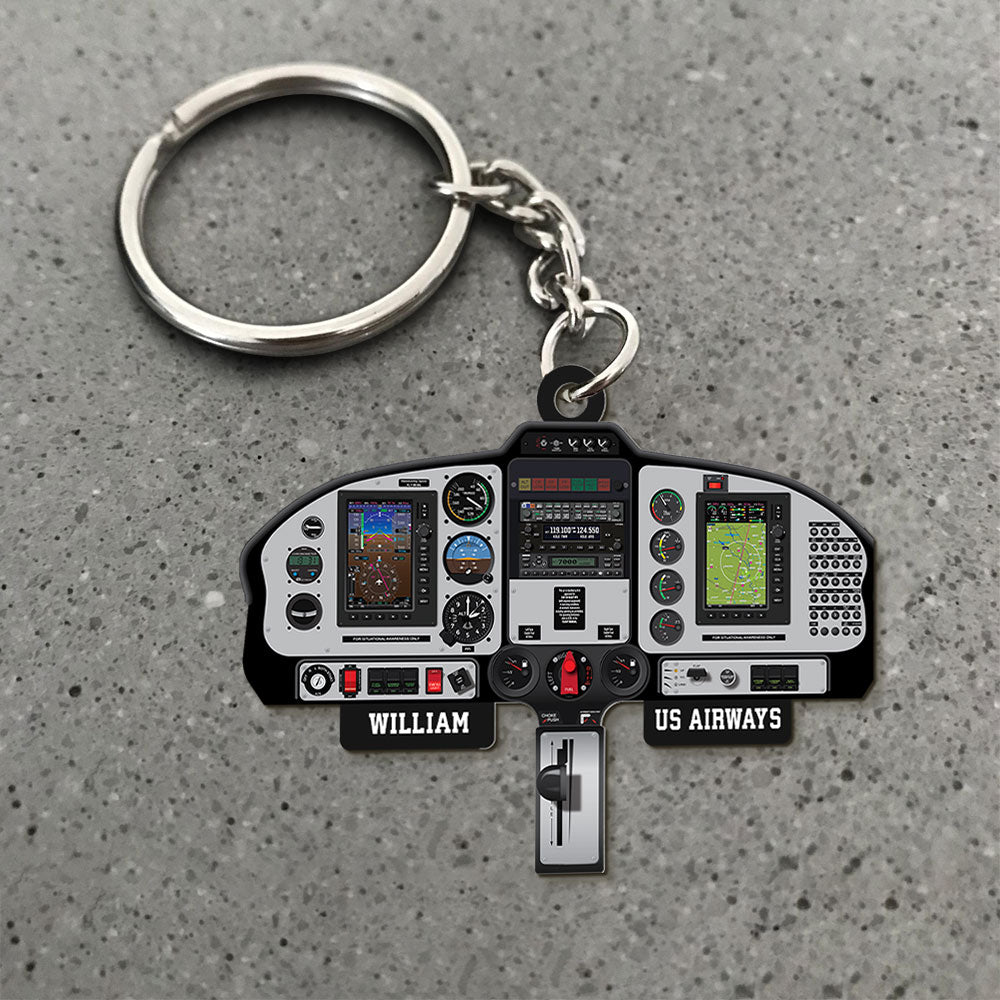 Personalized Aircraft Cockpit Keychain, Gift For Aircraft Lovers - GoDuckee